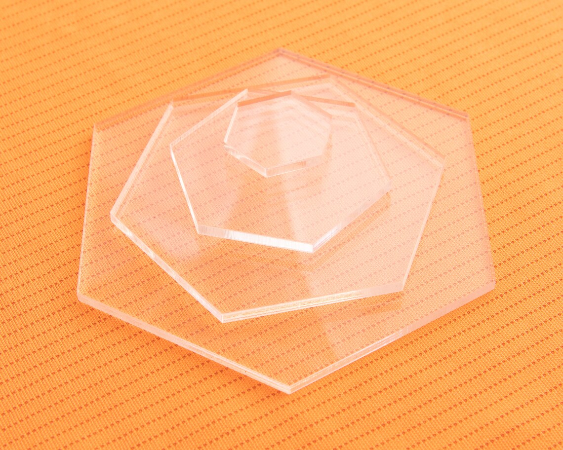 5 Clear Acrylic Hexagons (sizes) - Etsy