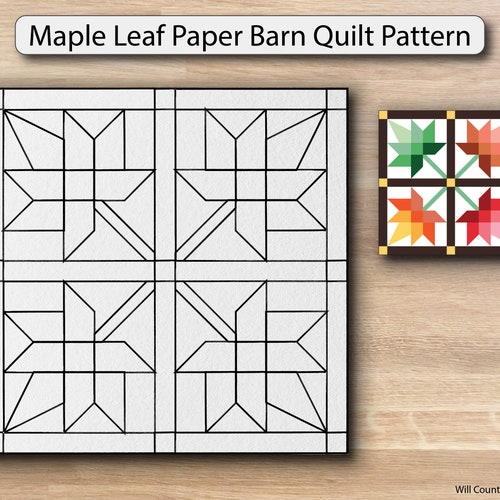 Cardinal Paper Printed Barn Quilt Pattern sizes - Etsy