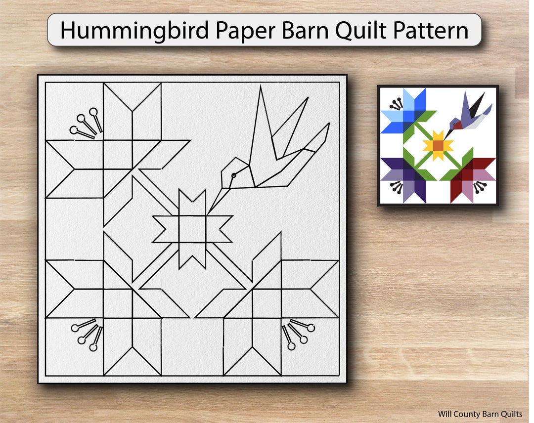 Hummingbird Paper Printed Barn Quilt Pattern (sizes) - Etsy
