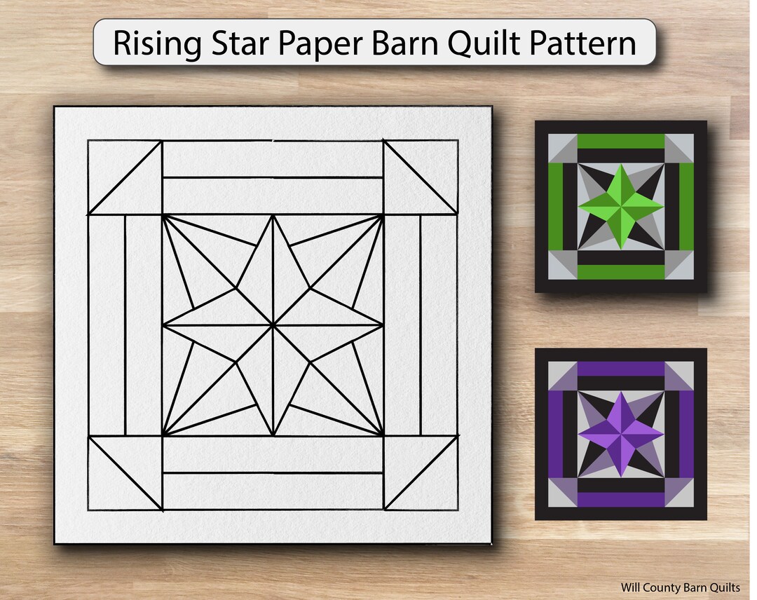 Rising Star Paper Printed Barn Quilt Pattern (sizes) - Etsy