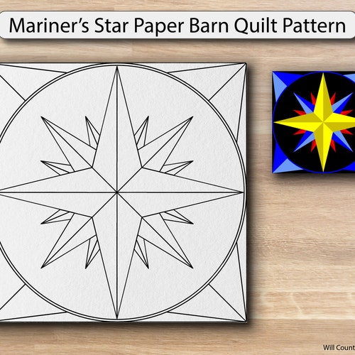 Double Aster Paper Printed Barn Quilt Pattern sizes - Etsy
