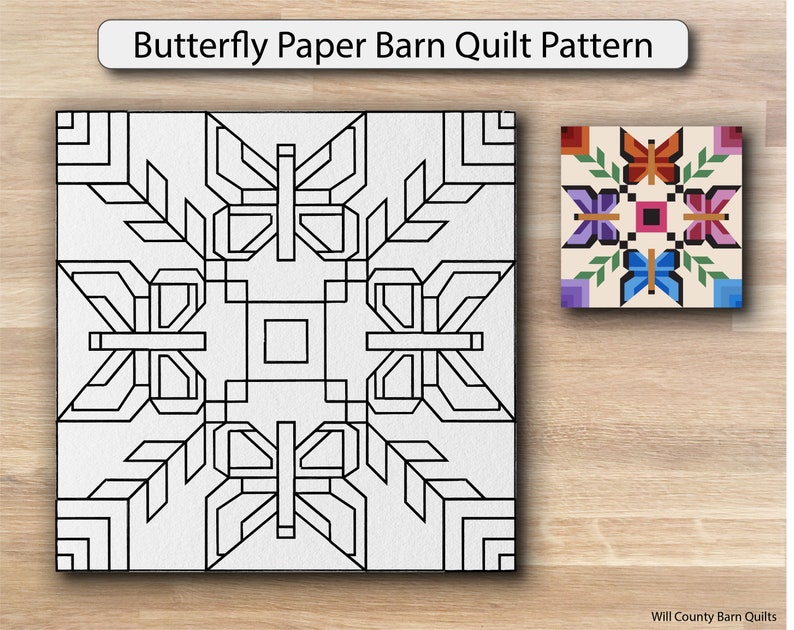 Butterfly Paper Printed Barn Quilt Pattern (sizes) - Etsy