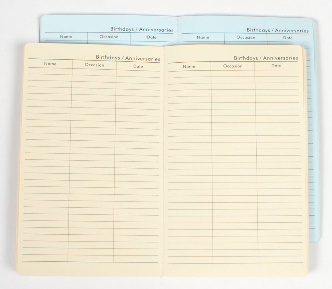 Printed Midori Travelers Notebook Inserts, Anniversaries Birthdays ...
