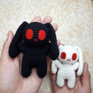 Mini Goth Bunny Plush 4 10 Cm, Creepy Bunny, Crochet Bunny, Crochet ...