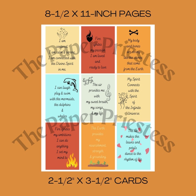 Elemental Affirmations Printable Digital Downloads - Etsy