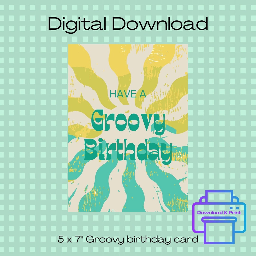 Vintage Looking 60s 70s Groovy Birthday Card Digital Download - Etsy