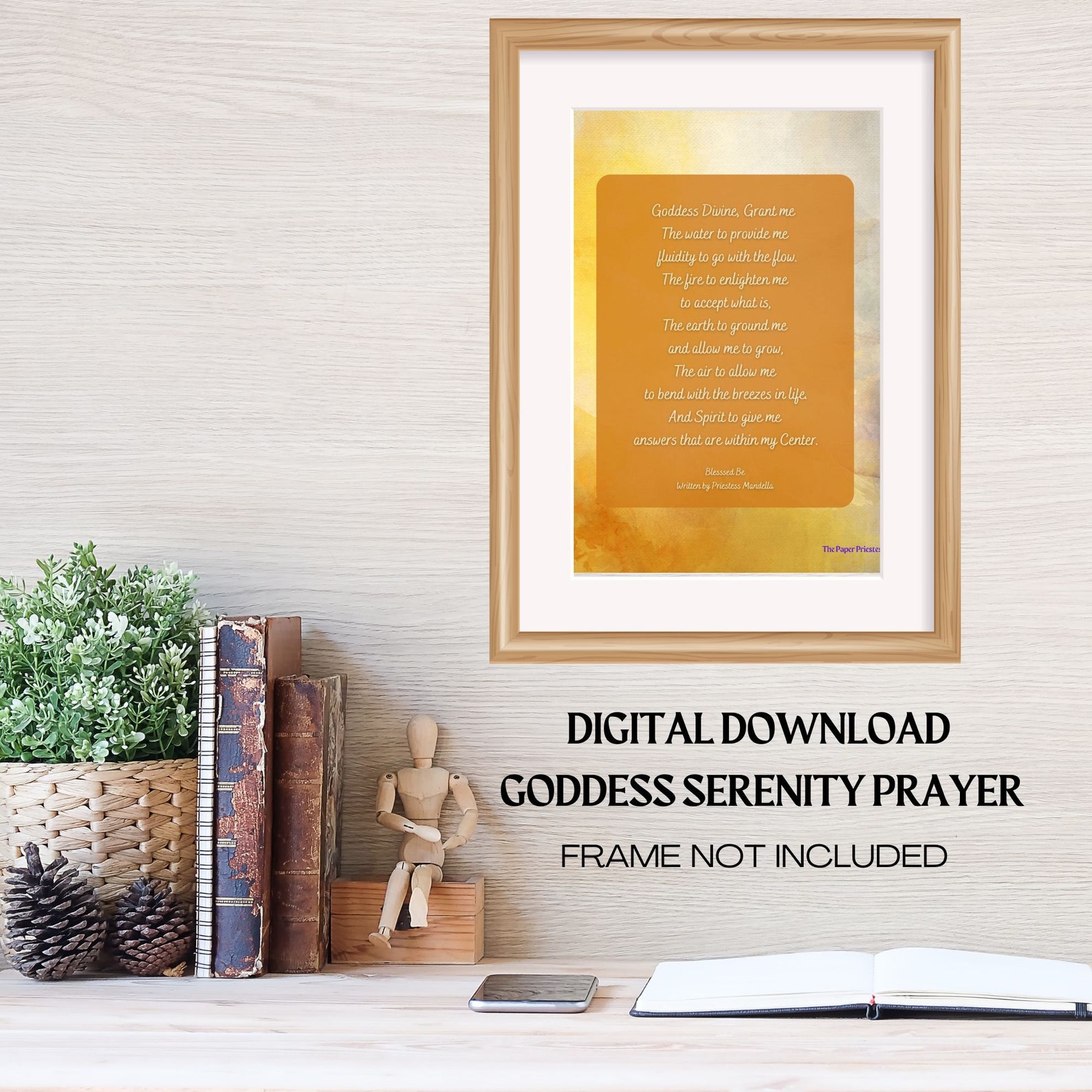 DIGITAL DOWNLOAD Goddess Serenity Prayer With the Elements 8 1/2 by 11 ...