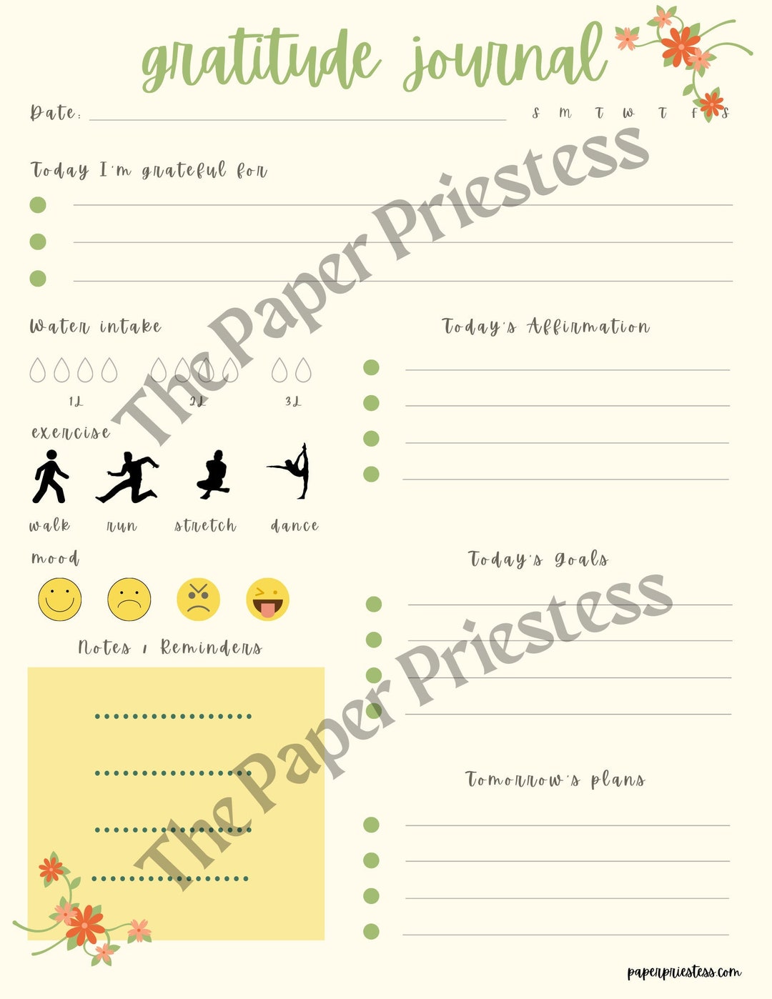 Digital Download Gratitude Page and Notes Page - Etsy