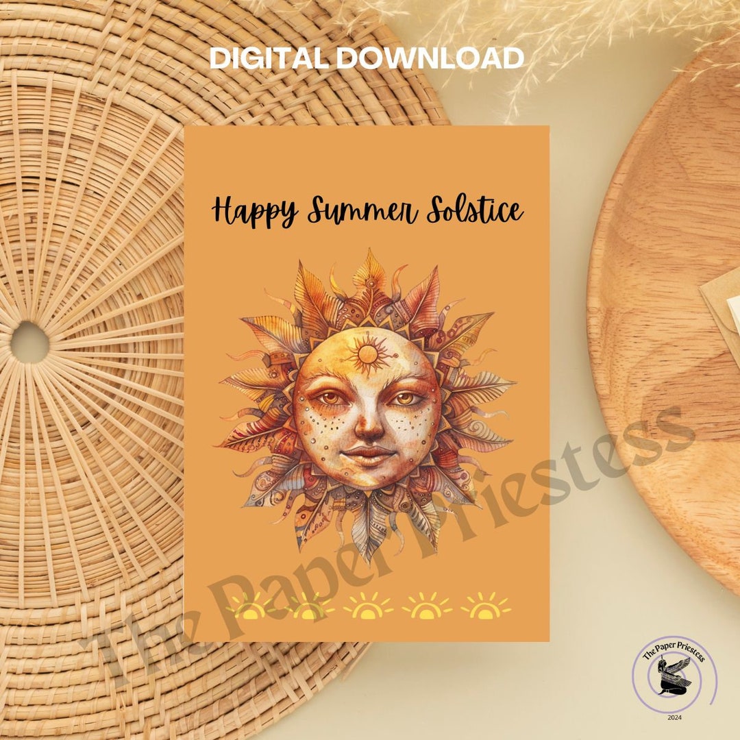 Happy Summer Solstice Greeting Card Digita Download - Print Today! - Etsy