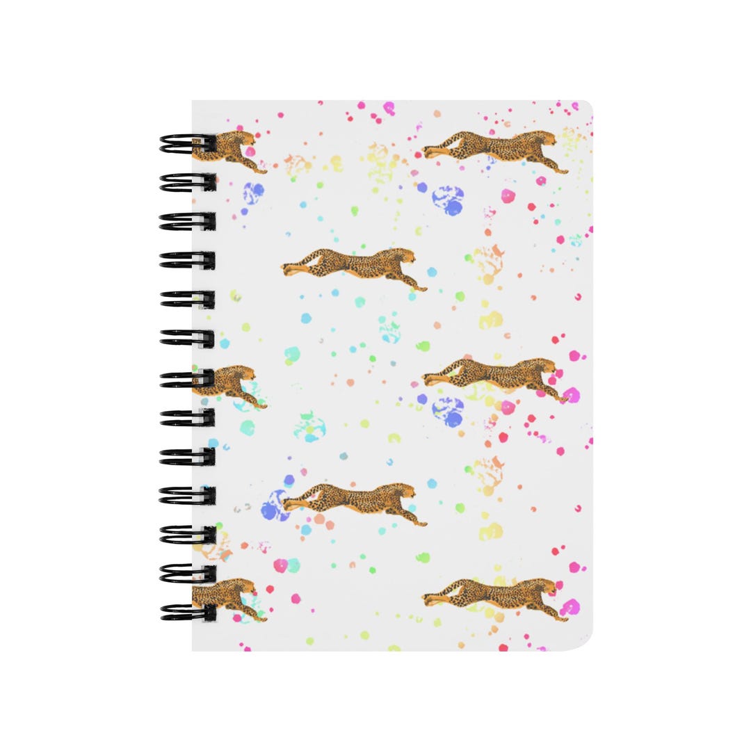 Rainbow Paint Splatter Cheetah Notebook Spiralbound Journal Diary ...