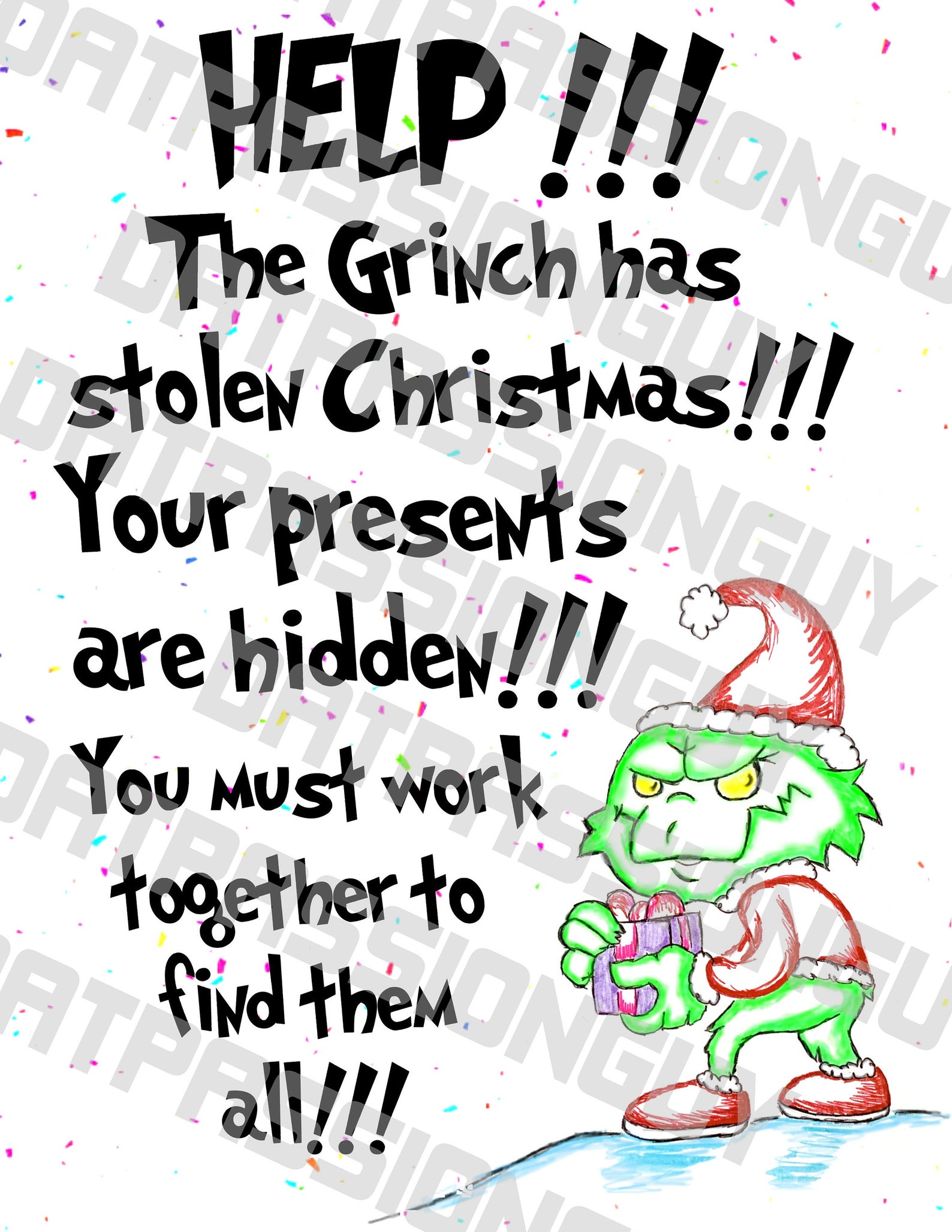 Christmas Day Grinch Scavenger Hunt Digital Graphic 11 X | Etsy