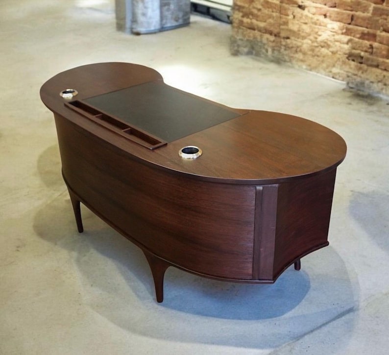 Curved Walnut Writing Desk: Modern Executive Office Desk - Etsy