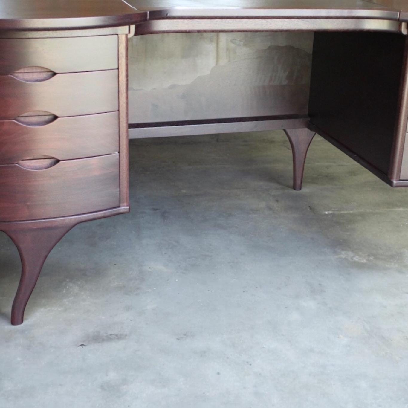 Curved Walnut Writing Desk: Modern Executive Office Desk - Etsy
