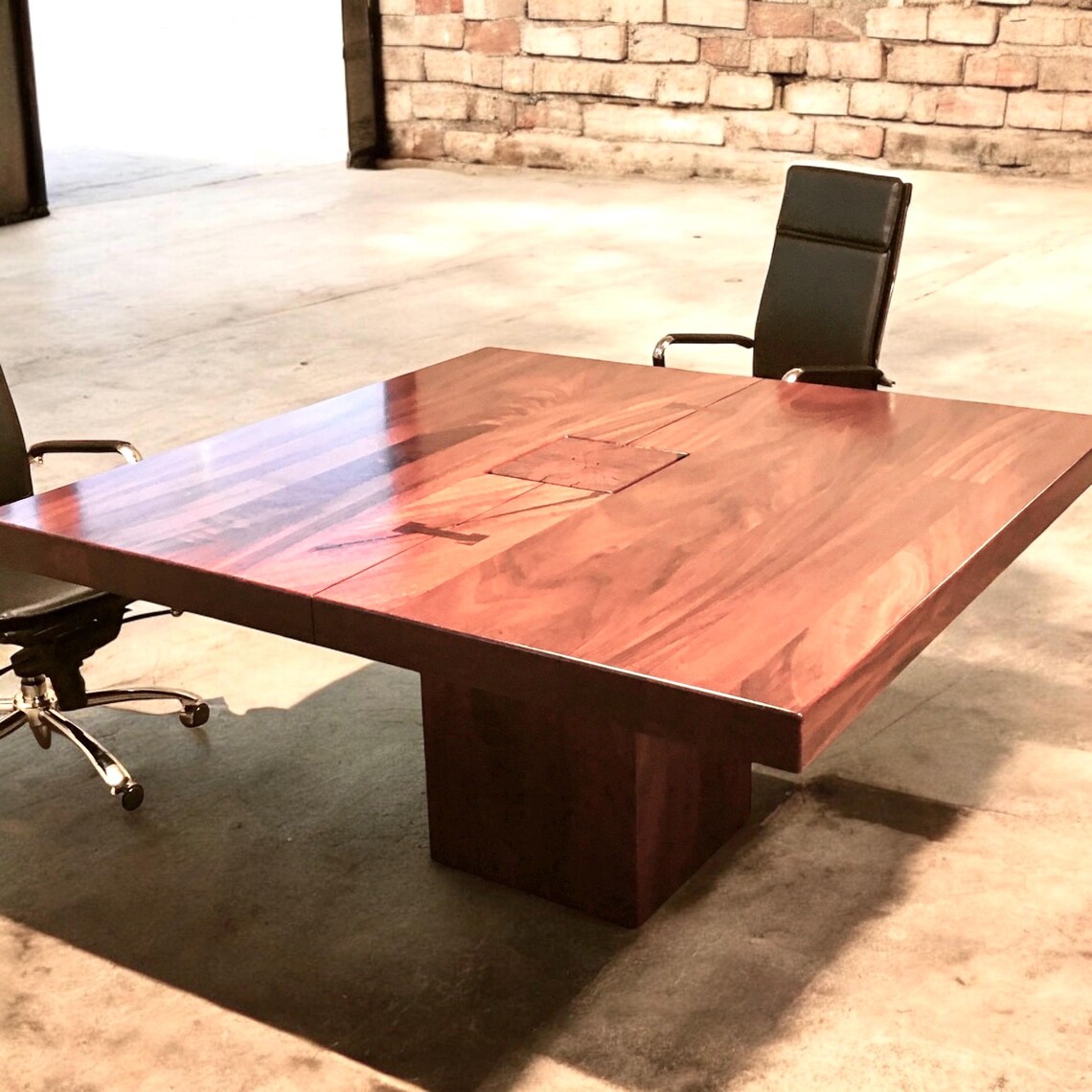 Conference Table Modern, Walnut Table With Pedestal Base - Etsy