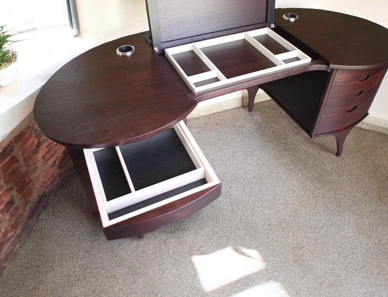 Curved Walnut Writing Desk: Modern Executive Office Desk - Etsy