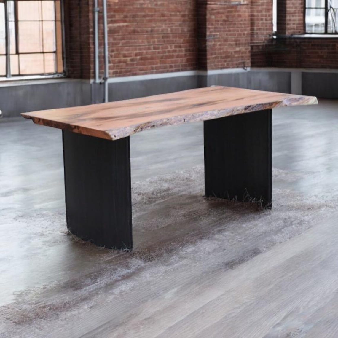 Modern Desk, Computer Desk, Turquoise Inlay Desk With Live Edge Slab - Etsy