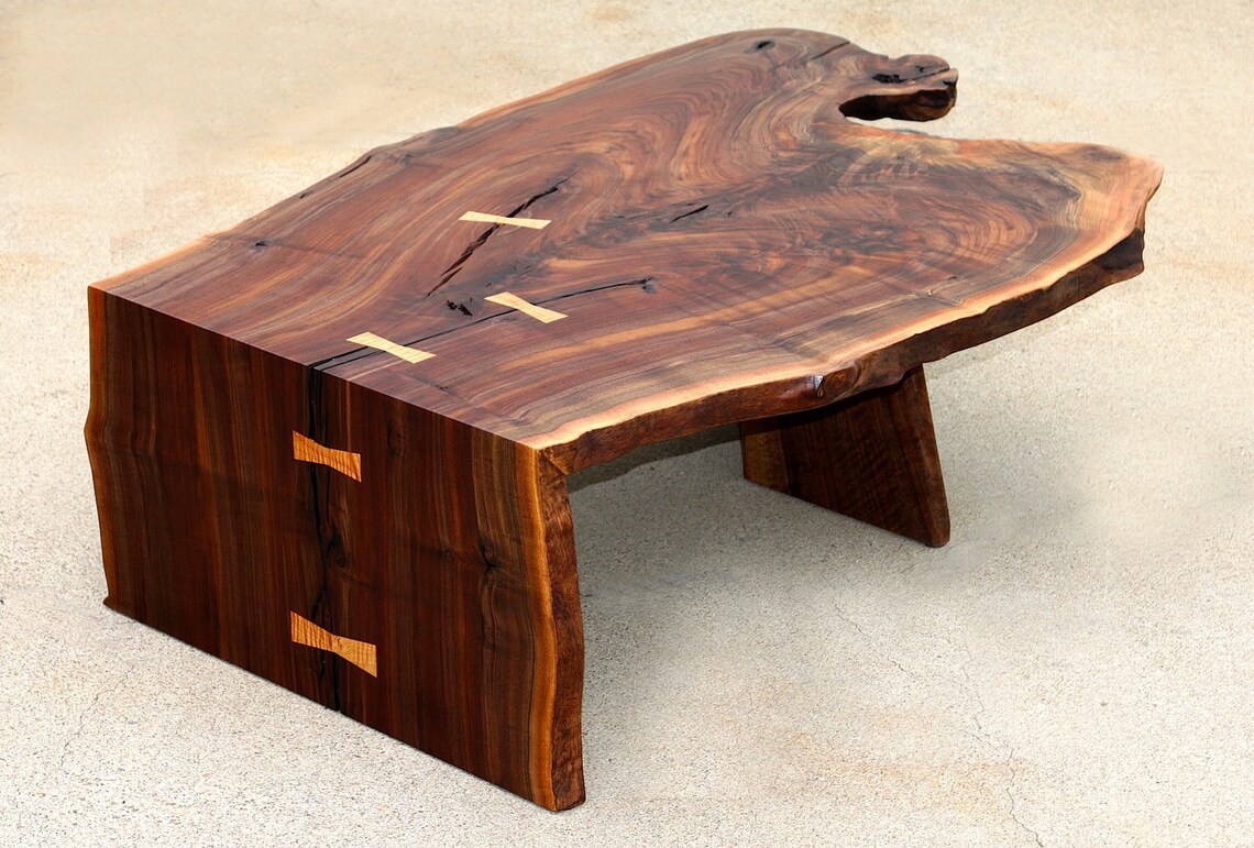 Live Edge Walnut Modern Waterfall Coffee/cocktail Table - Etsy