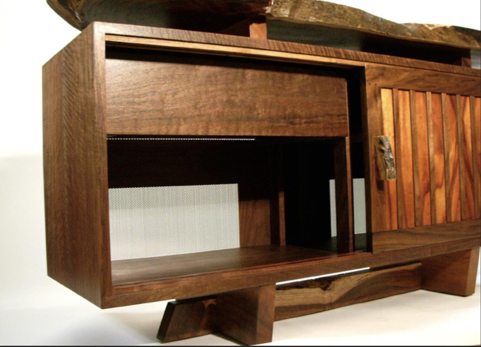 Mid Century Modern Walnut Sideboard: Live Edge Buffet Cabinet - Etsy