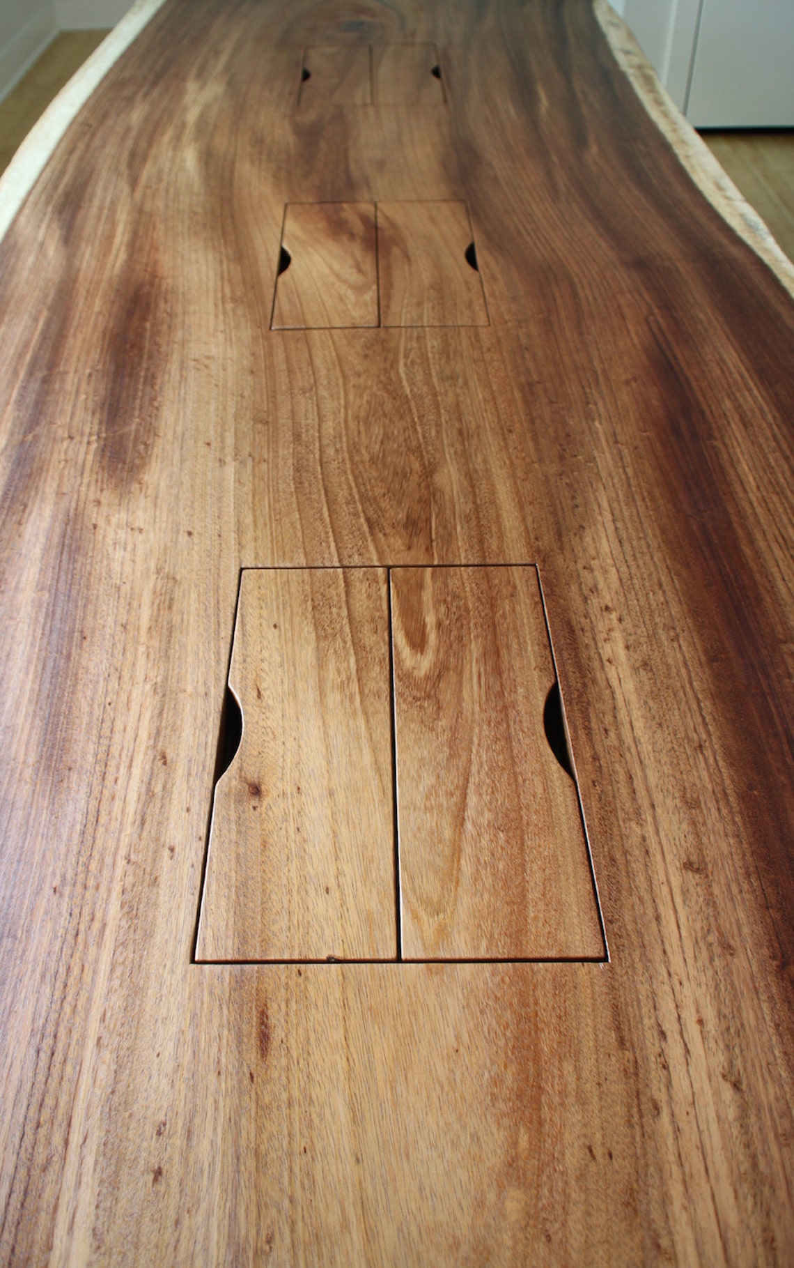 Conference table w/live edge waterfall bases | Etsy