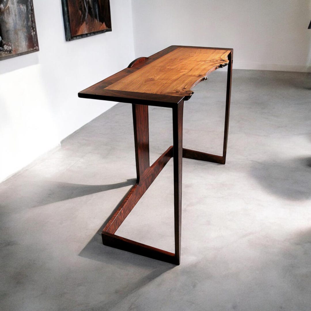 Walnut Entry Table, Mid-century Modern Hall Table - Etsy