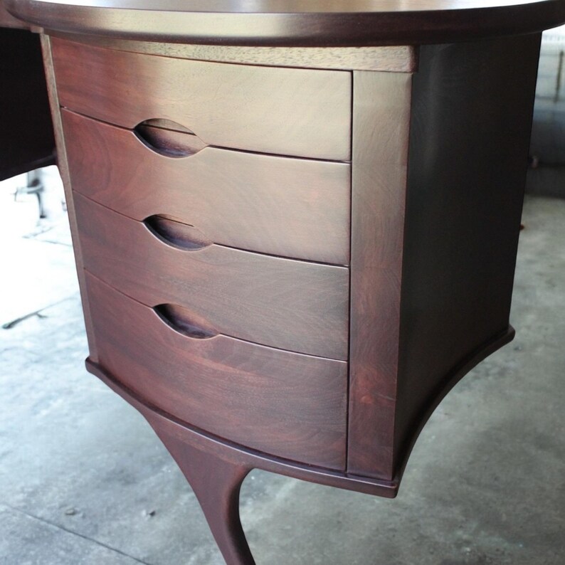 Curved Walnut Writing Desk: Modern Executive Office Desk - Etsy