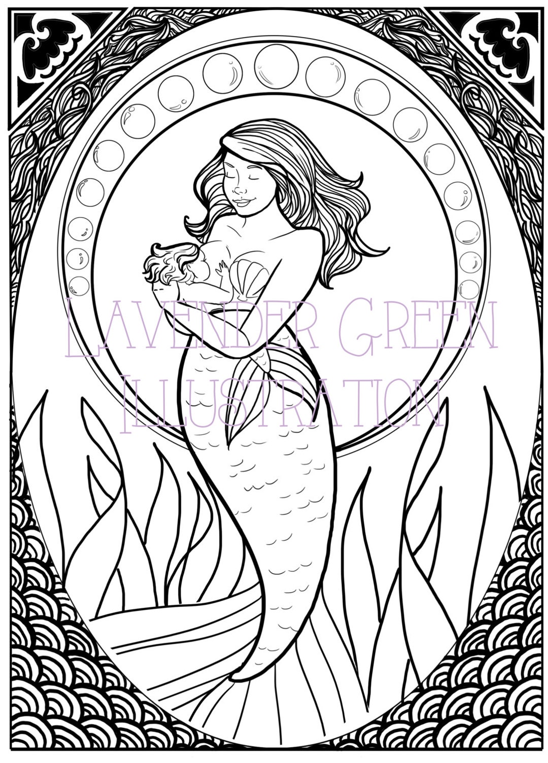 Coloring Page - Serene Siren No. 01 - Etsy