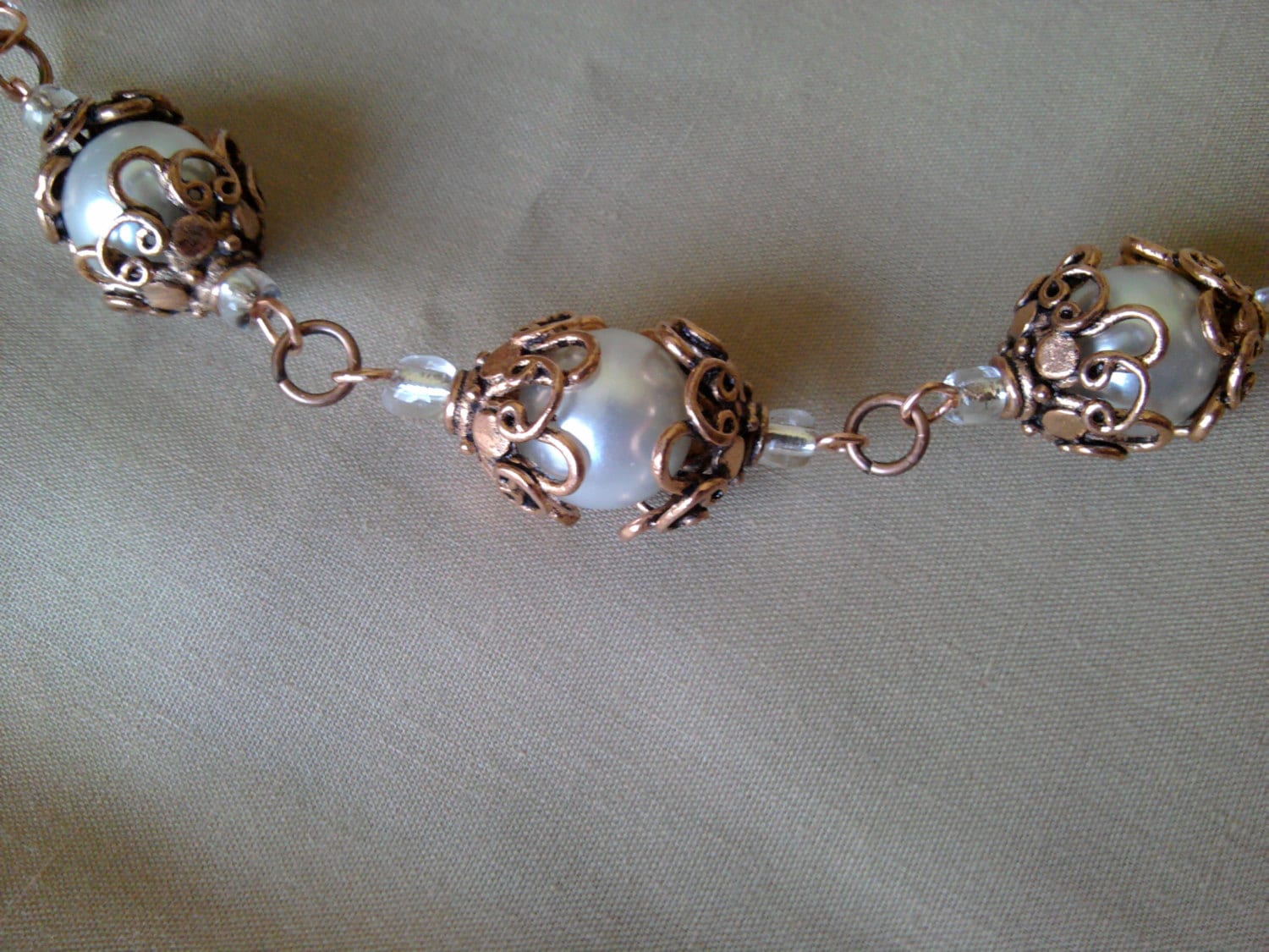 Pearl and Copper Cap Necklace - Etsy