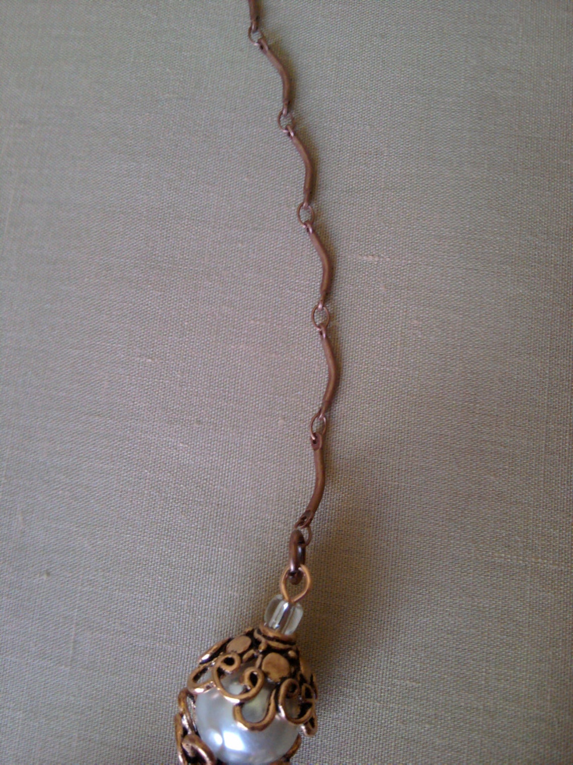 Pearl and Copper Cap Necklace - Etsy