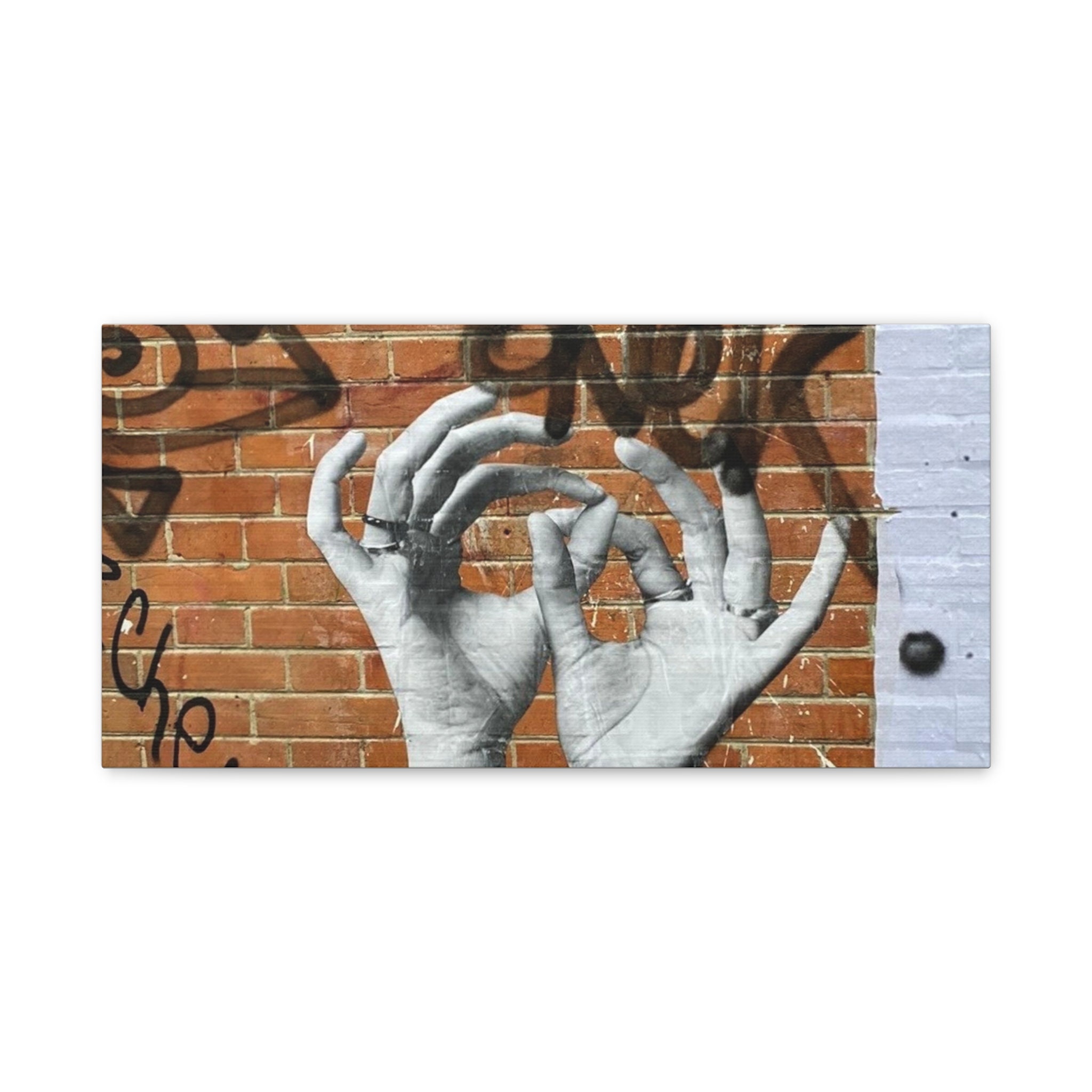 Urban Graffiti Street Art on Brick Wall, Linked Fingers Photograph on ...