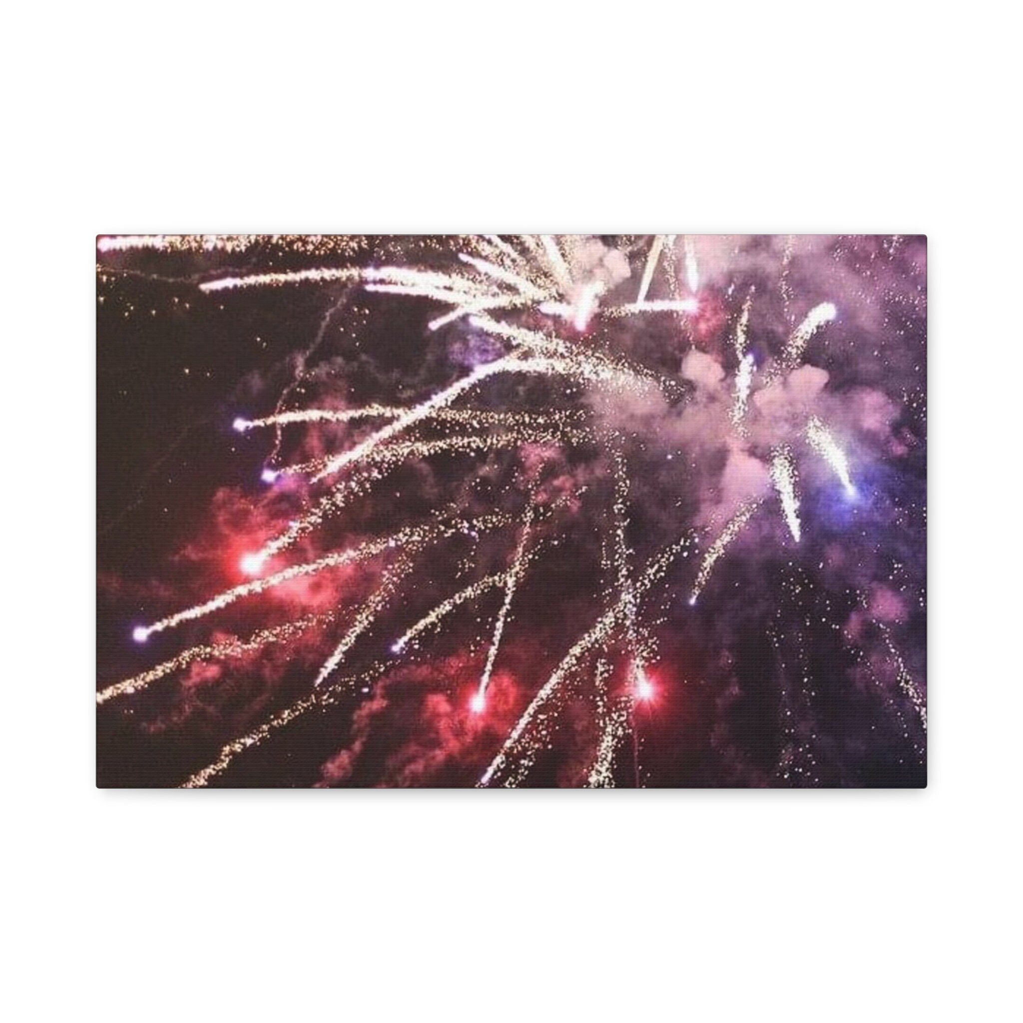 Colorful Fireworks in the Night Sky Art Photograph on Canvas - Etsy