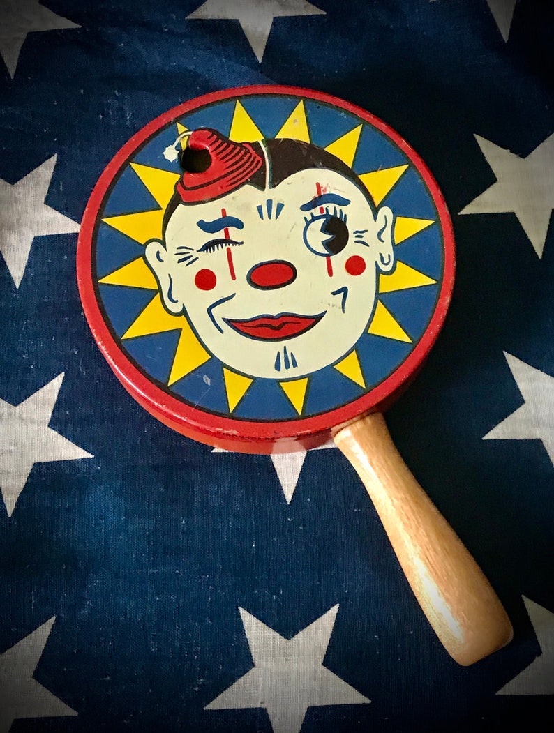 Vintage Clown Tin Toy Noisemaker Circus Carnival Birthday - Etsy