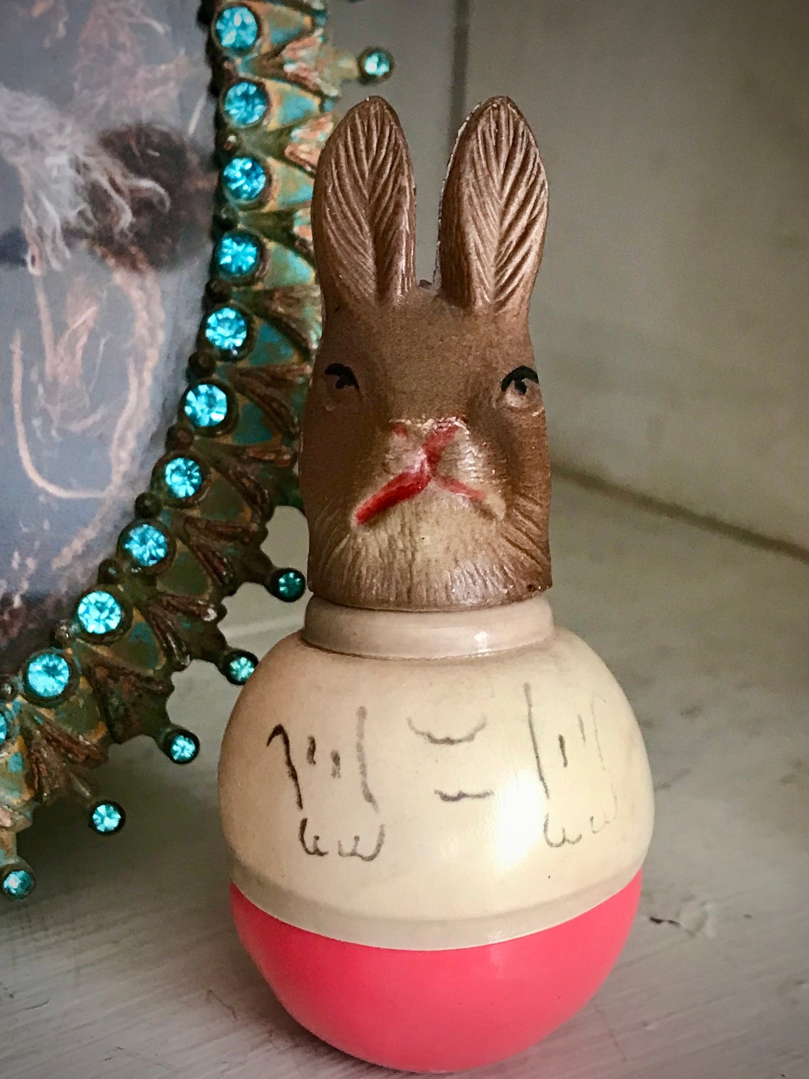 Antique Celluloid Roly Poly Bunny Rabbit Old Collectible | Etsy