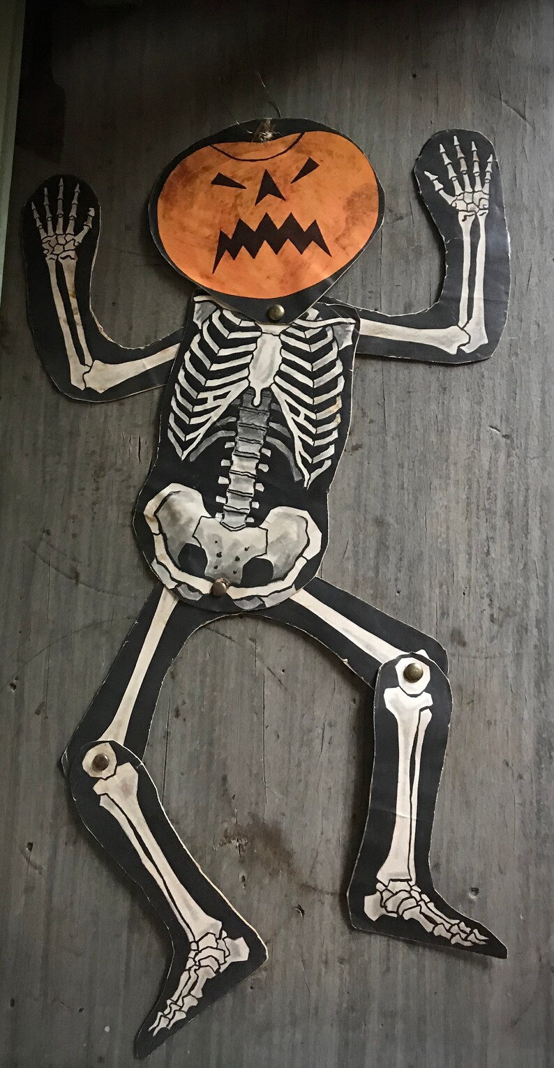 Vintage Halloween Handmade Pumpkin Head Articulated Jointed - Etsy