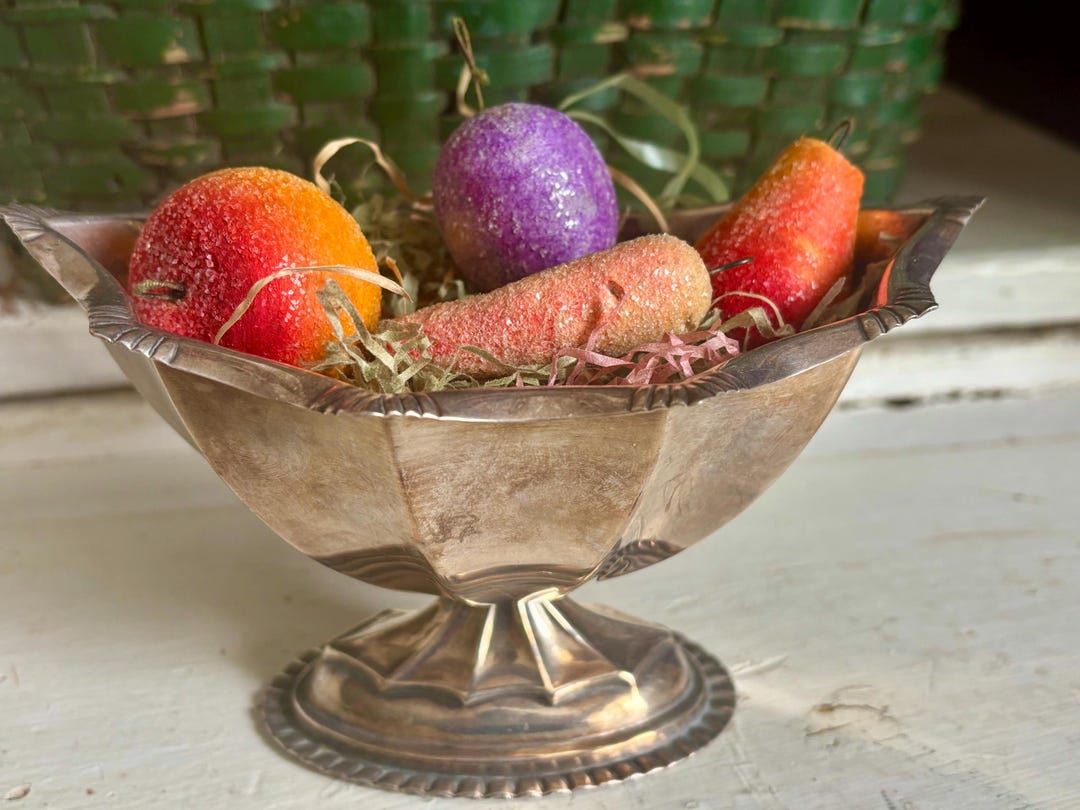 Antique Set of 4 Spun Cotton Fruits & Carrot Instant Collection Old ...