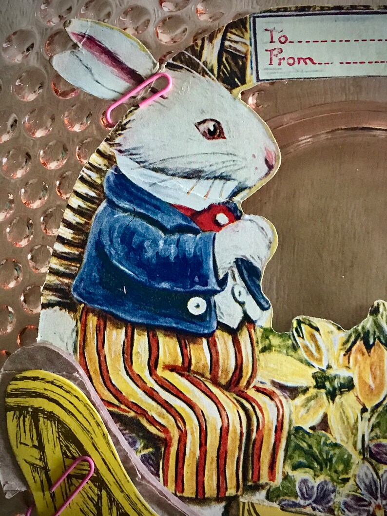 Antique Beistle Honeycomb Crepe Paper Eggs Basket Easter Bunny Rabbits ...