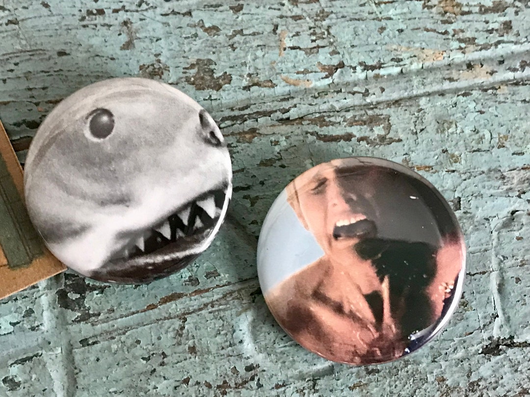JAWS Small Buttons Set Two Old Horror Film Cinephile Summer Blockbuster ...