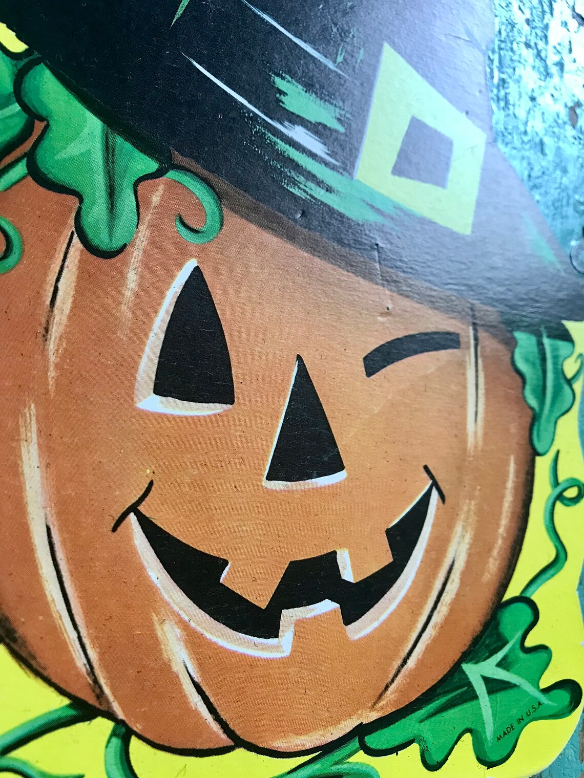 Vintage Halloween Jack O Lantern Witch Hat Old Collectible Cut Out ...