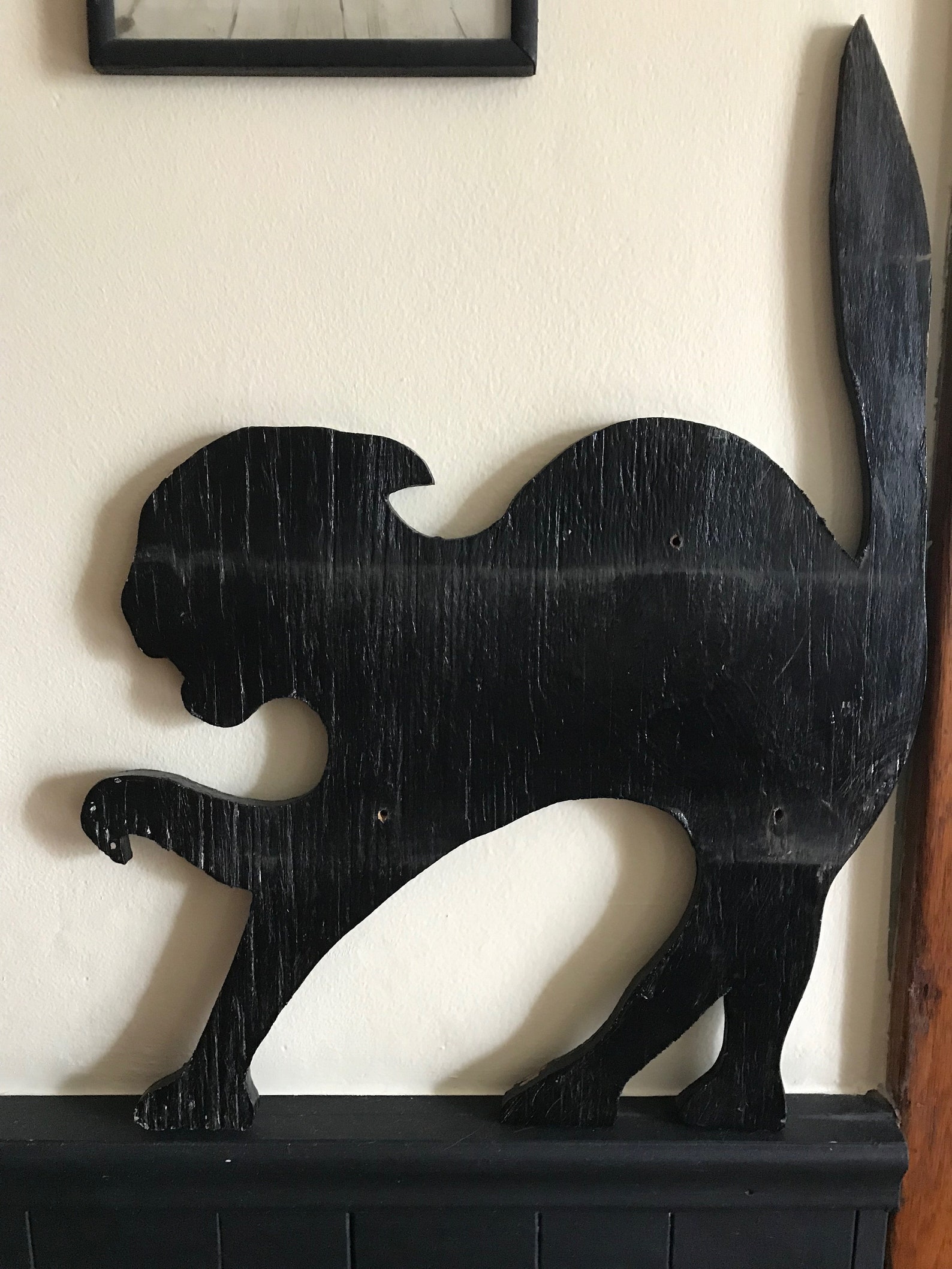 Vintage Wooden Black Cat Halloween Folk Art Arched Back Wood | Etsy