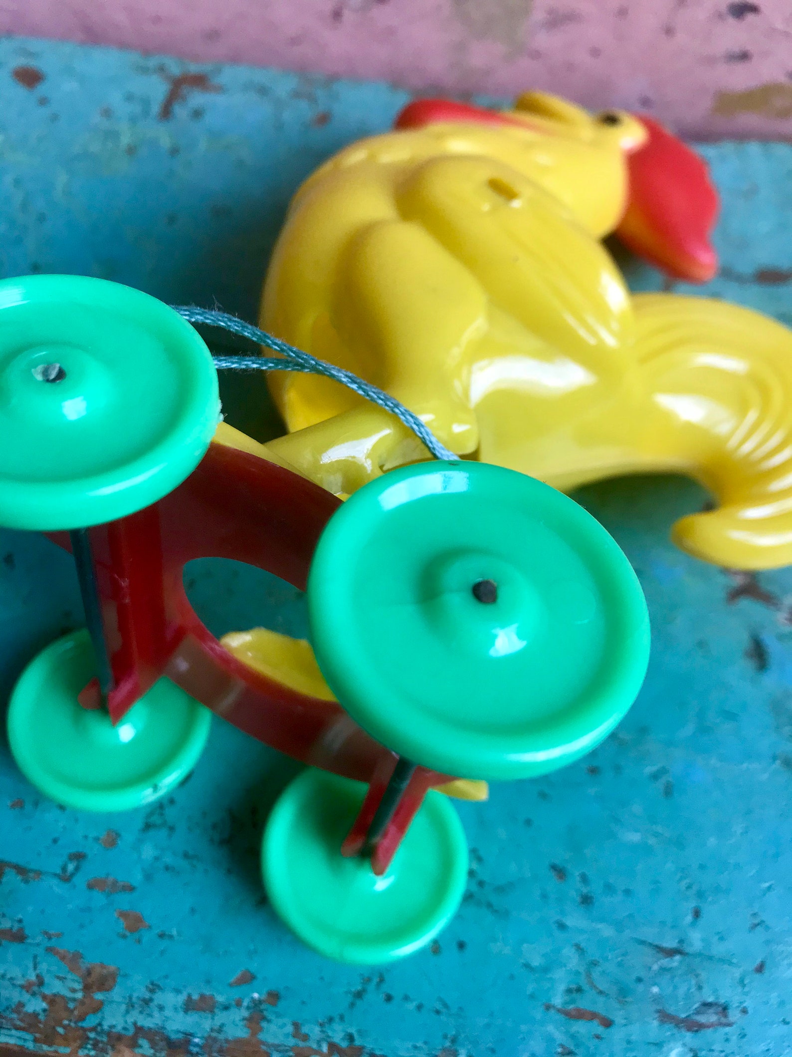Vintage Easter Rooster Old Collectible Rosbro Plastic Pull Toy 1960s ...