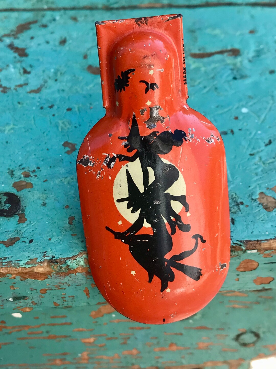 Vintage Halloween Clicker Old 1950s Era Collectible Witches Flying Over ...
