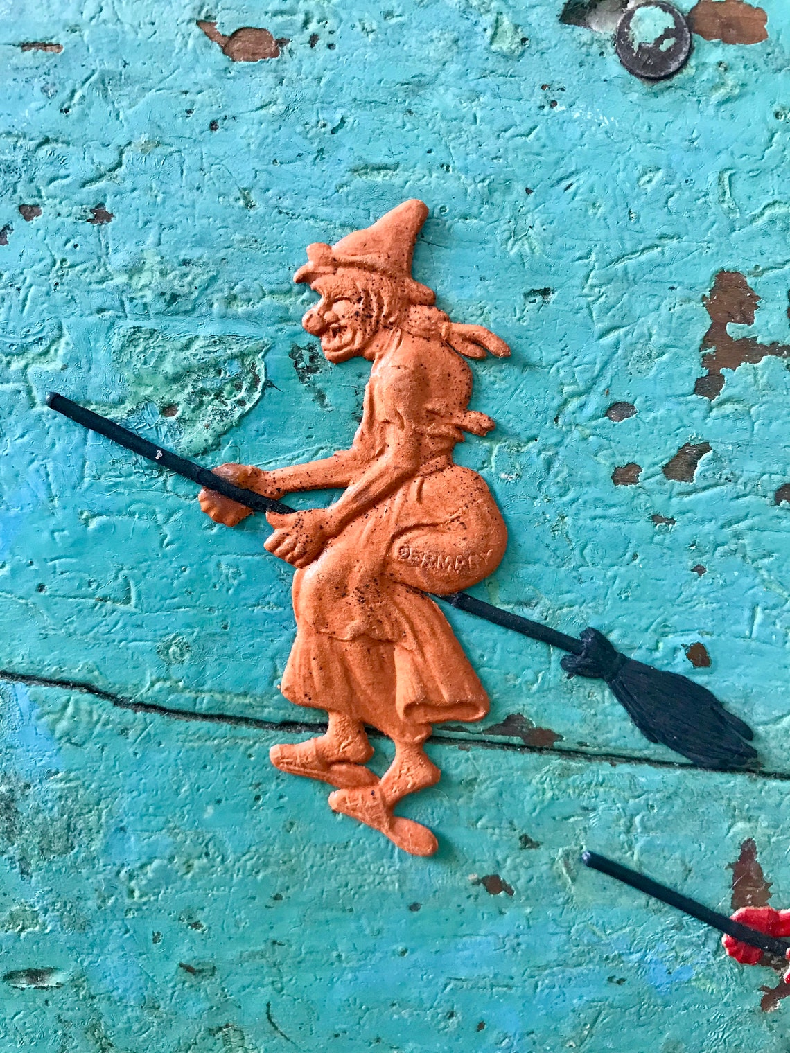 Vintage Halloween Antique German Witch Embossed Scraps Small Victorian ...