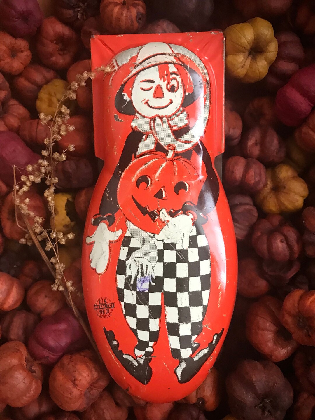 Vintage Scarecrow Halloween Clicker Noisemaker Old Collectible Tin Toy ...