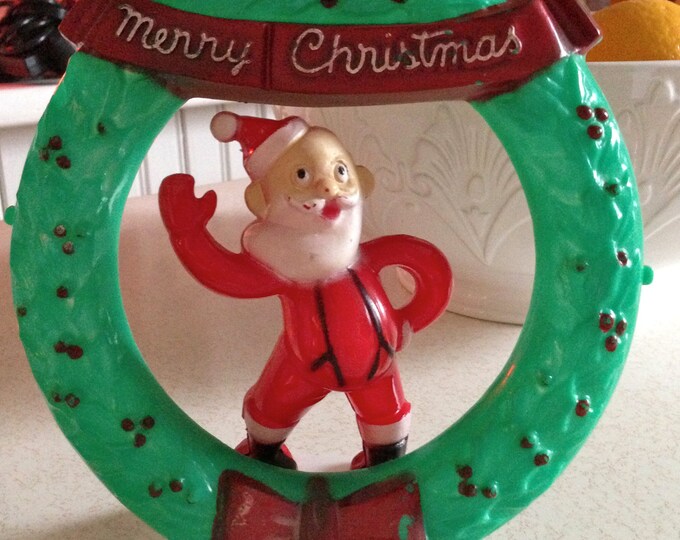 Vintage Plastic Waving Santa RARE Rosbro Merry Christmas - Etsy