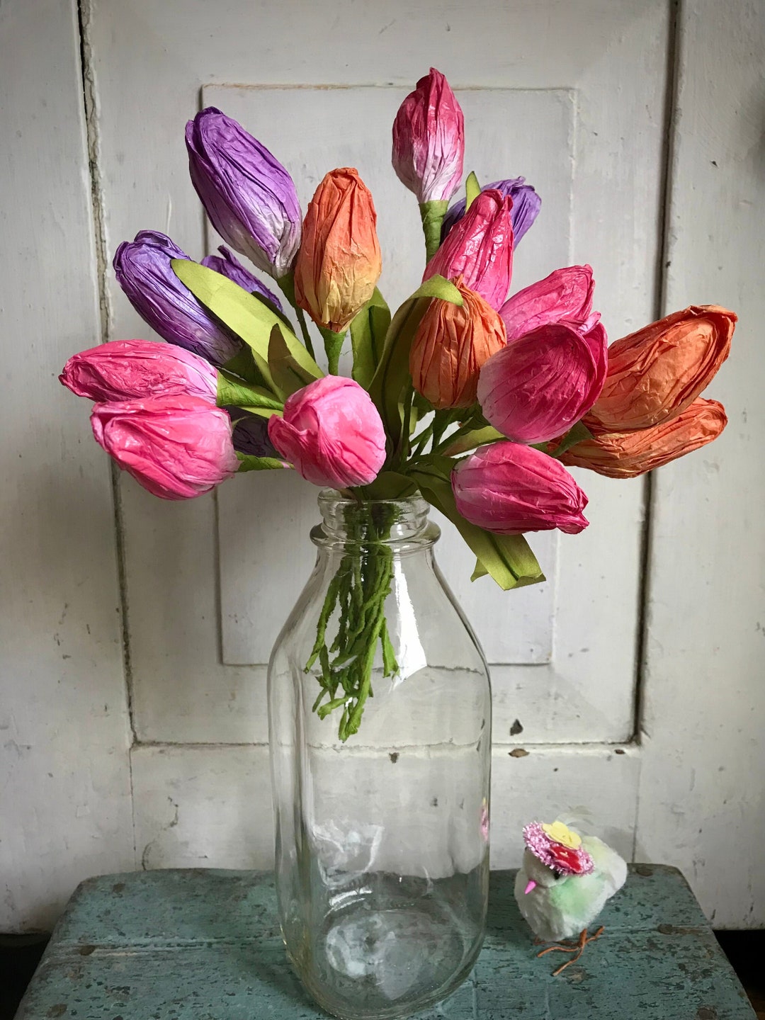 Vintage Paper Tulips Styrofoam Flowers Old Collectible Folk Art Easter ...