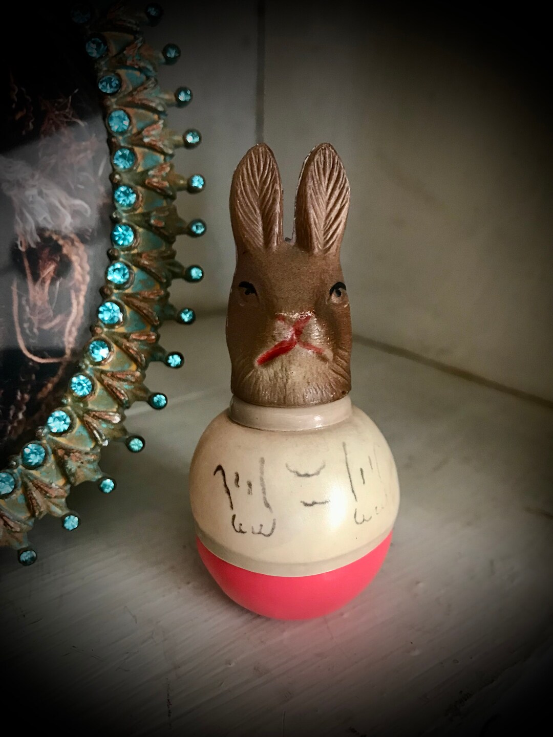 Antique Celluloid Roly Poly Bunny Rabbit Old Collectible Easter Holiday ...