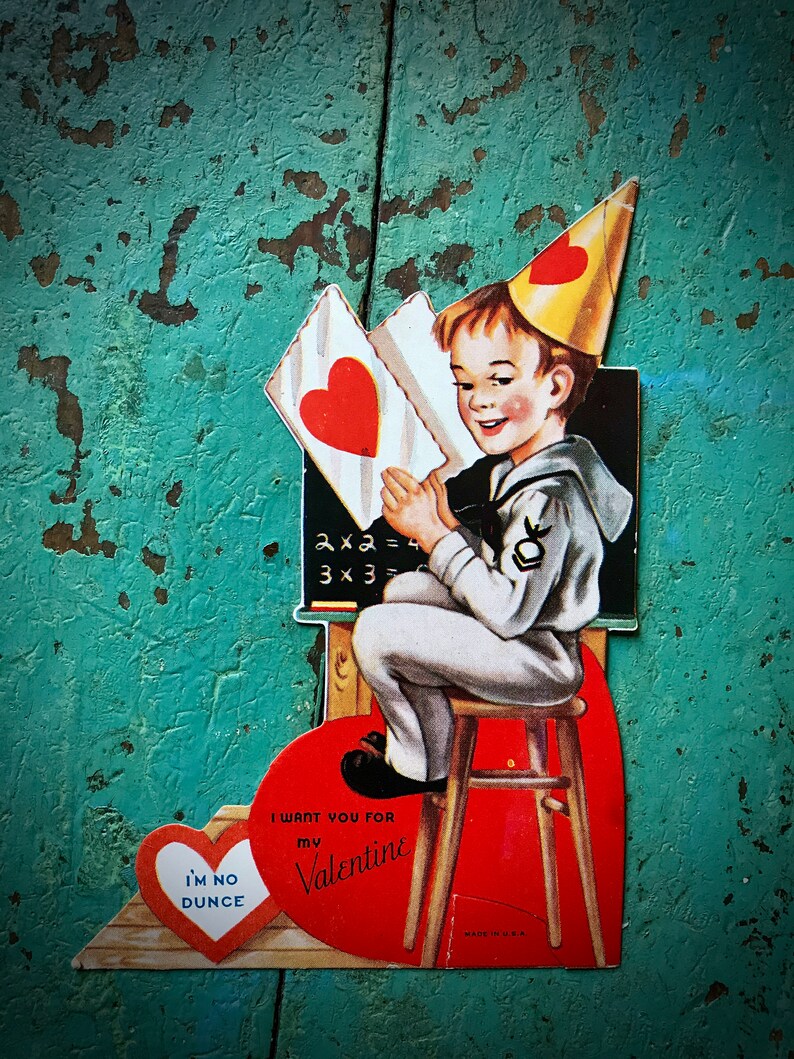 Vintage Valentines Dunce Cap Student Sailor Uniform Chalkboard - Etsy