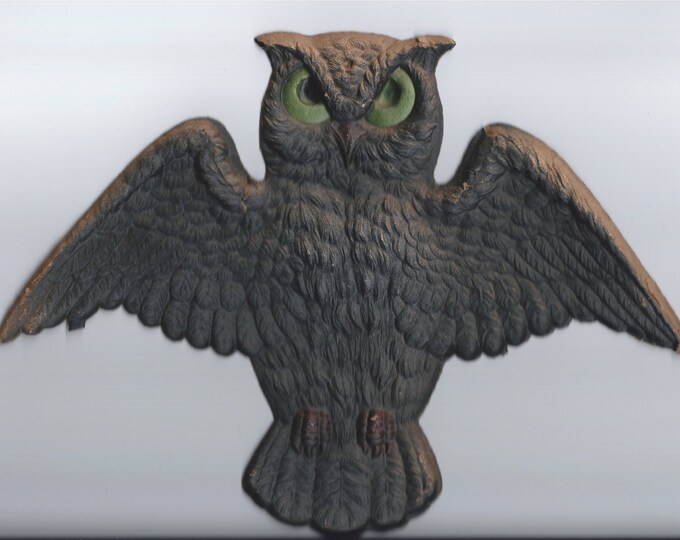 Antique Vintage Halloween German Flying Owl Die Cut Halloween ...