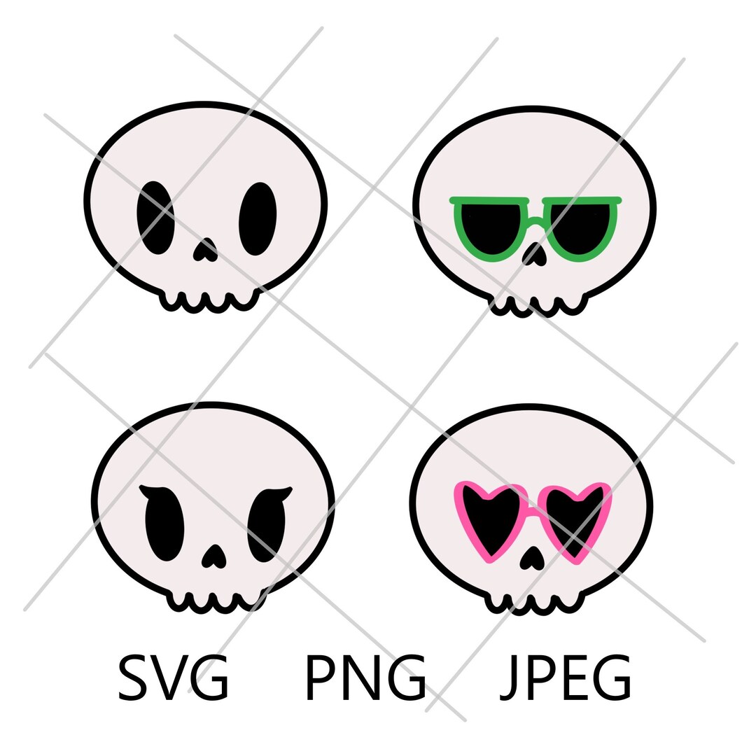 SVG, PNG, JPEG, Digital Download, Skeleton, Summerween, Skeleton Head ...