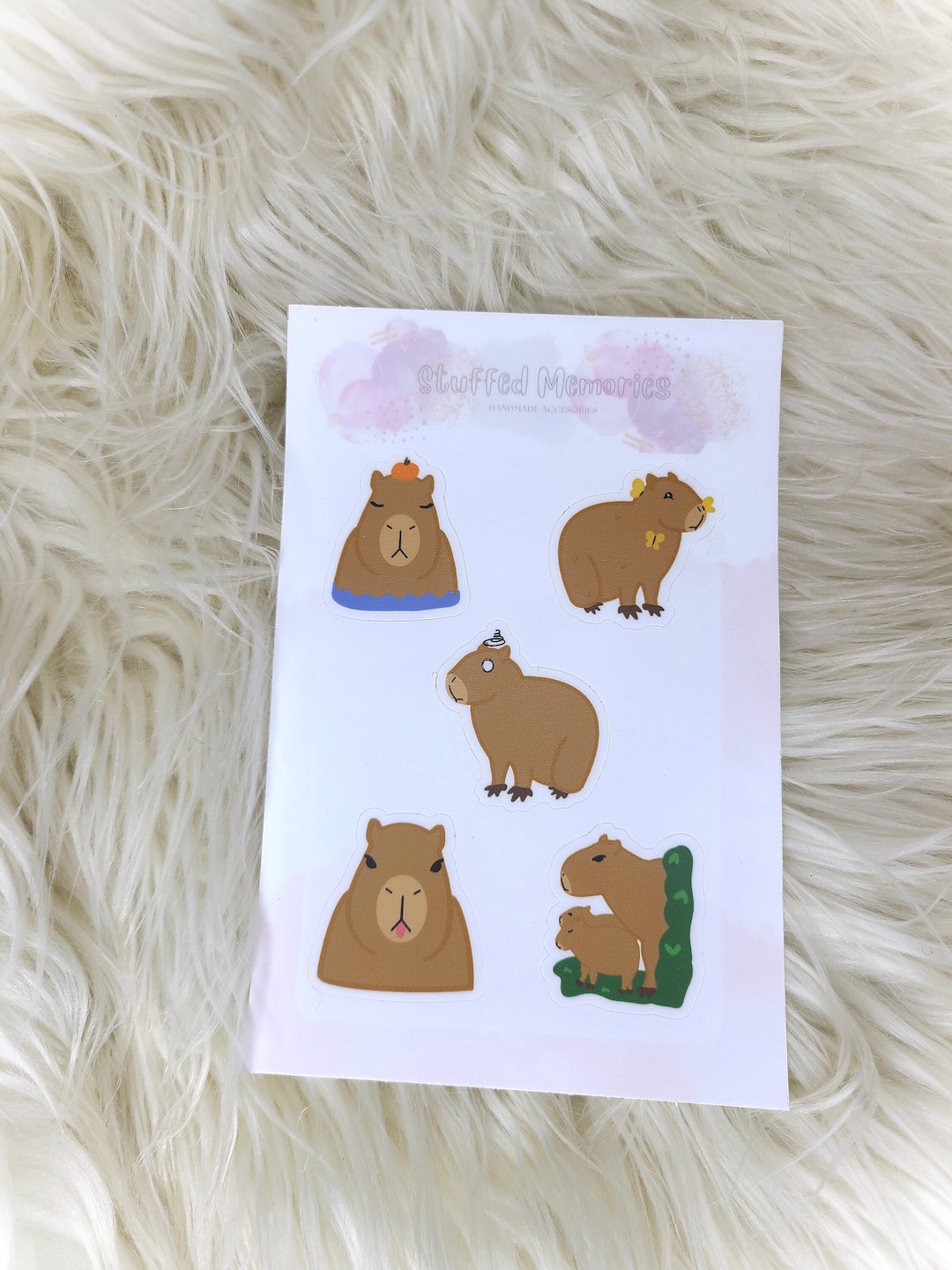 Capybara, Stickers, Sticker Sheet, Waterproof, Vinyl, Cute, Happy Capy ...