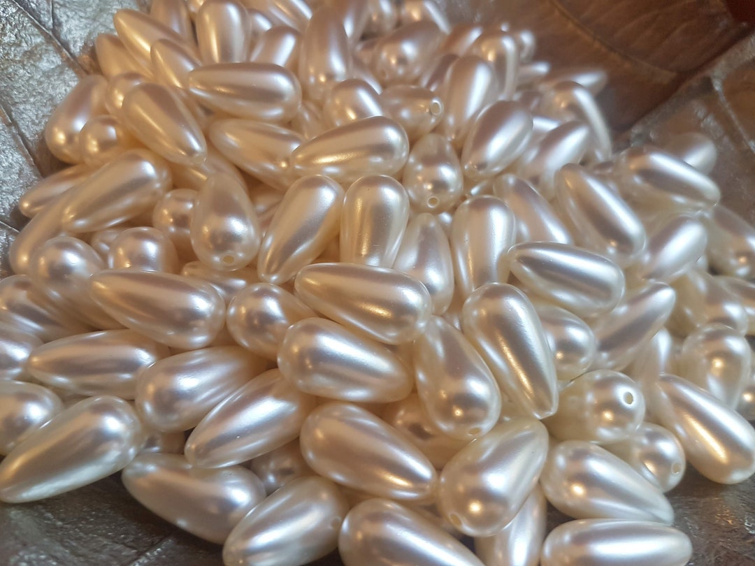 Ivory Teardrop Pearl Beads: Large Acrylic Craft Supplies (2/10/20 Pack ...